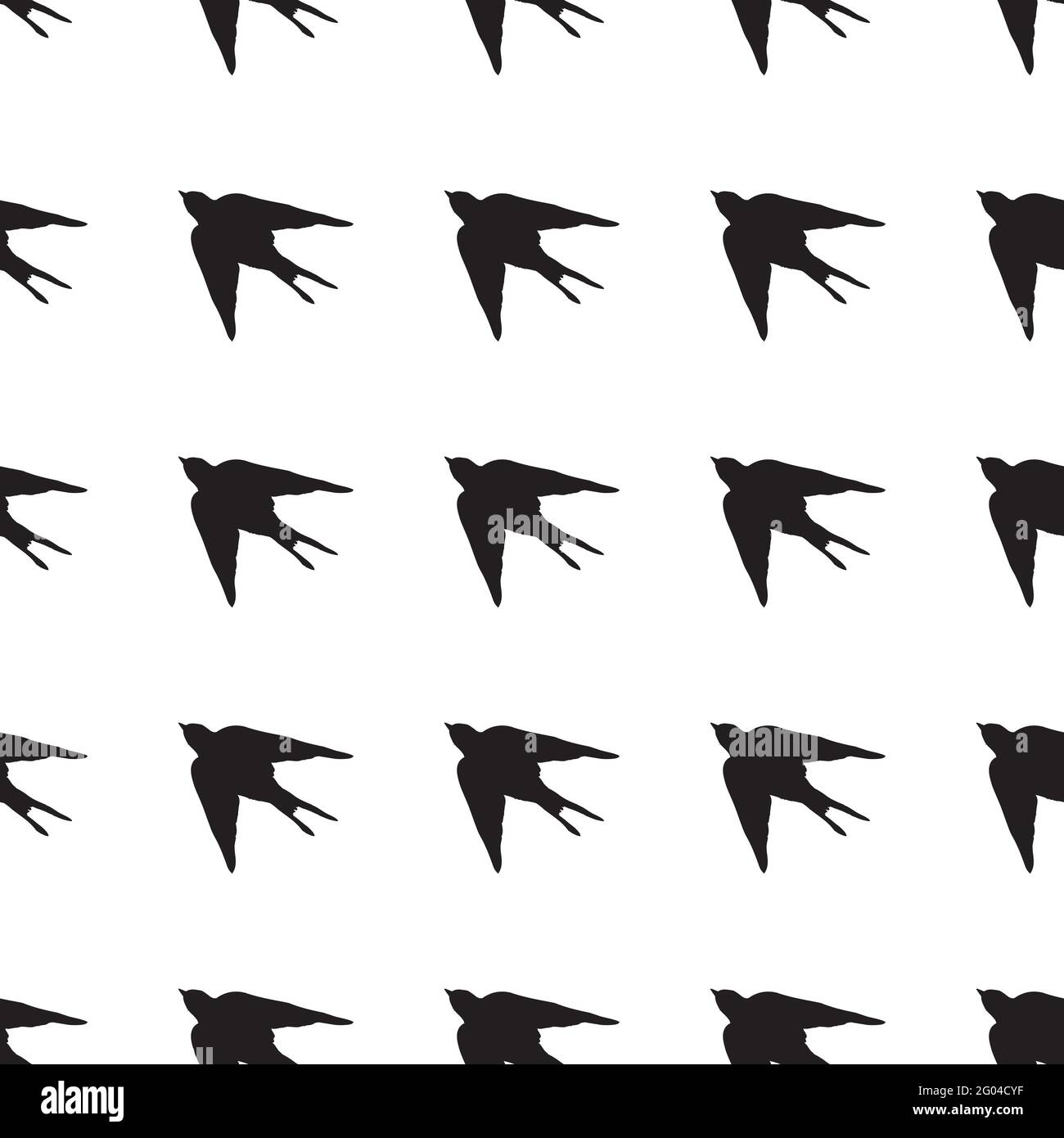 Seamless pattern of swallows on a white background. Birds fly in ...