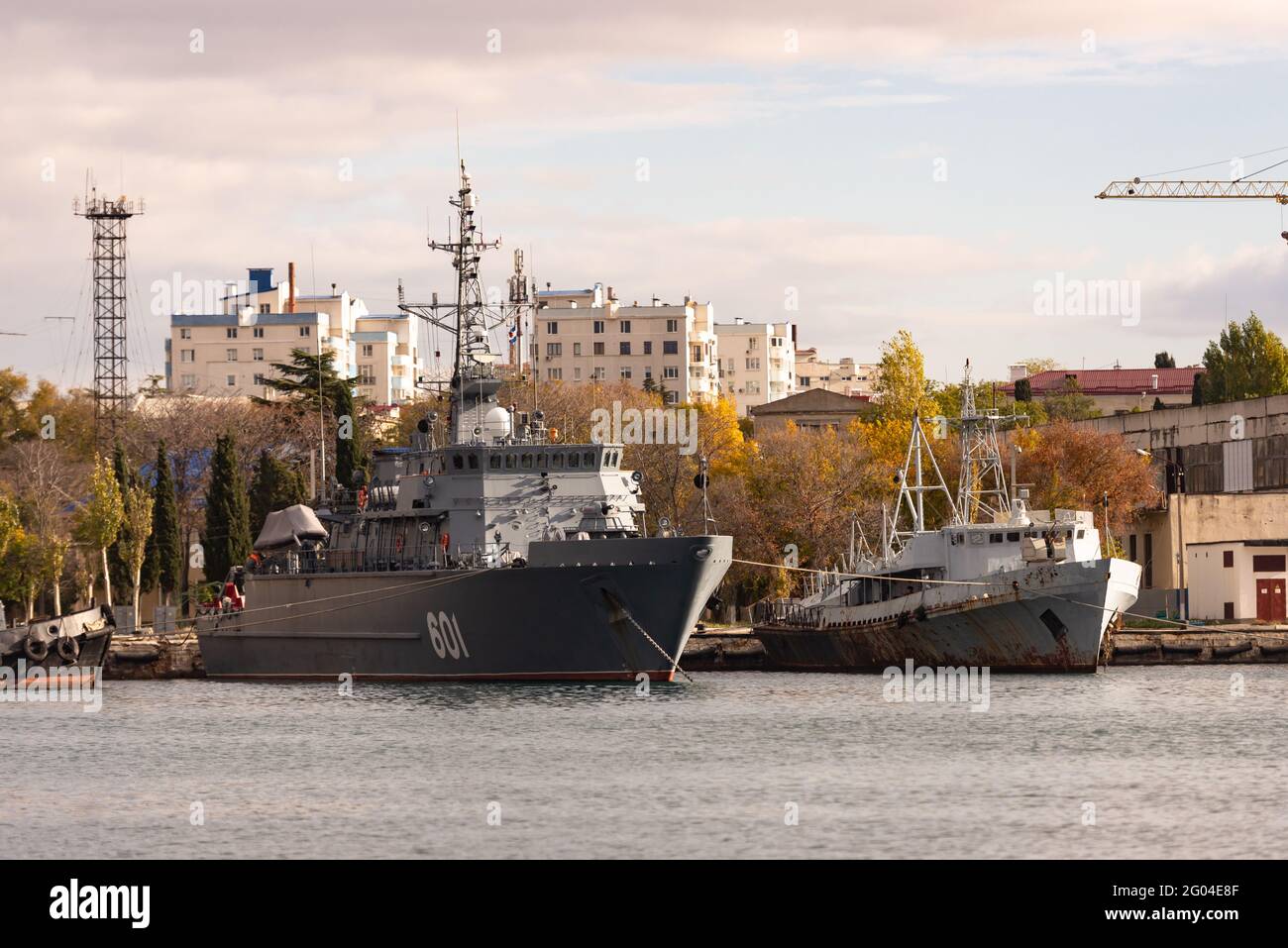 Sevastopol. Crimea. Winter 2021. Project 12700 anti-mine ship. A ...