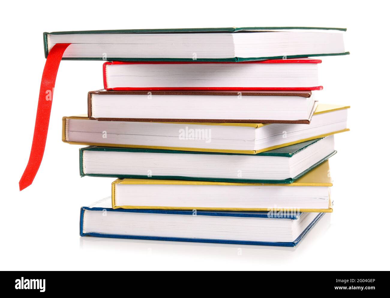 Books with bookmark on white background Stock Photo - Alamy