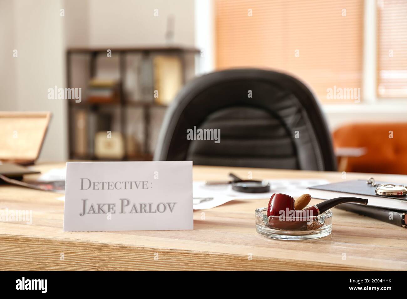 Workplace of detective in police department Stock Photo - Alamy
