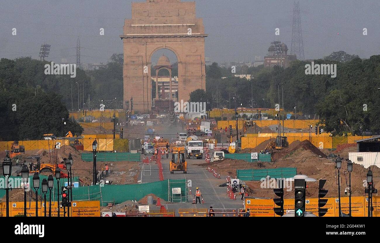 NEW DELHI, INDIA - MAY 31: Construction work in progress of the Central ...