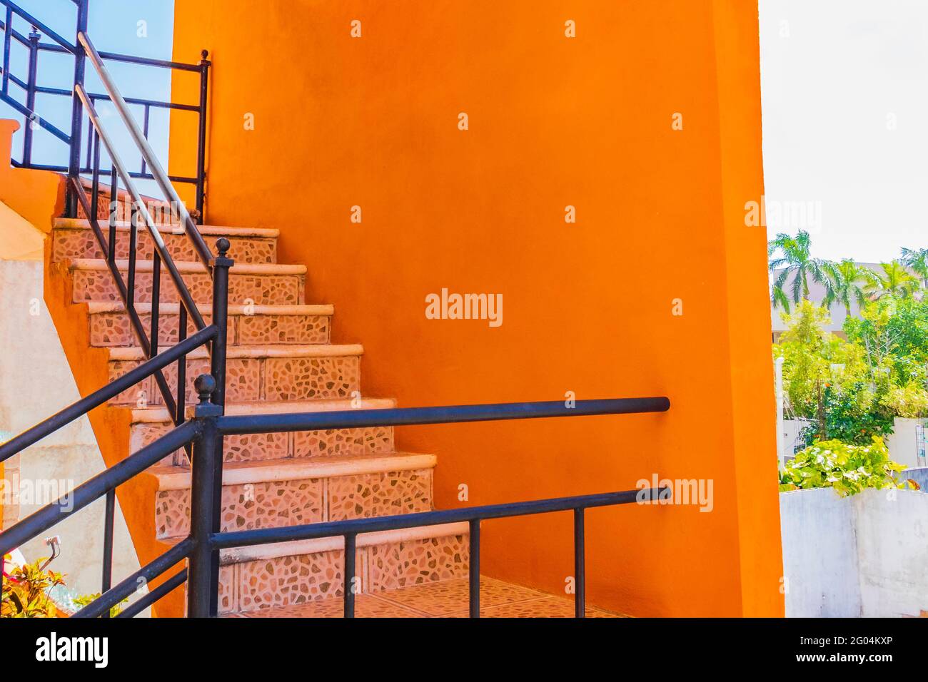 Typical orange residence hotel building architecture in Playa del ...