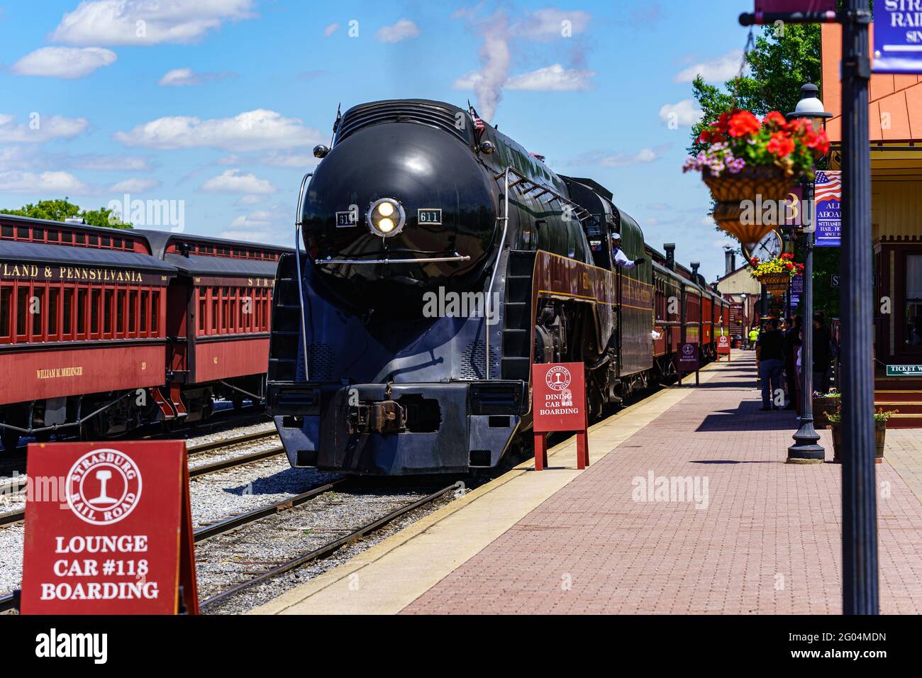 Strasburg, PA, USA - May 31, 2021: The Norfolk and Western Class J 611 ...