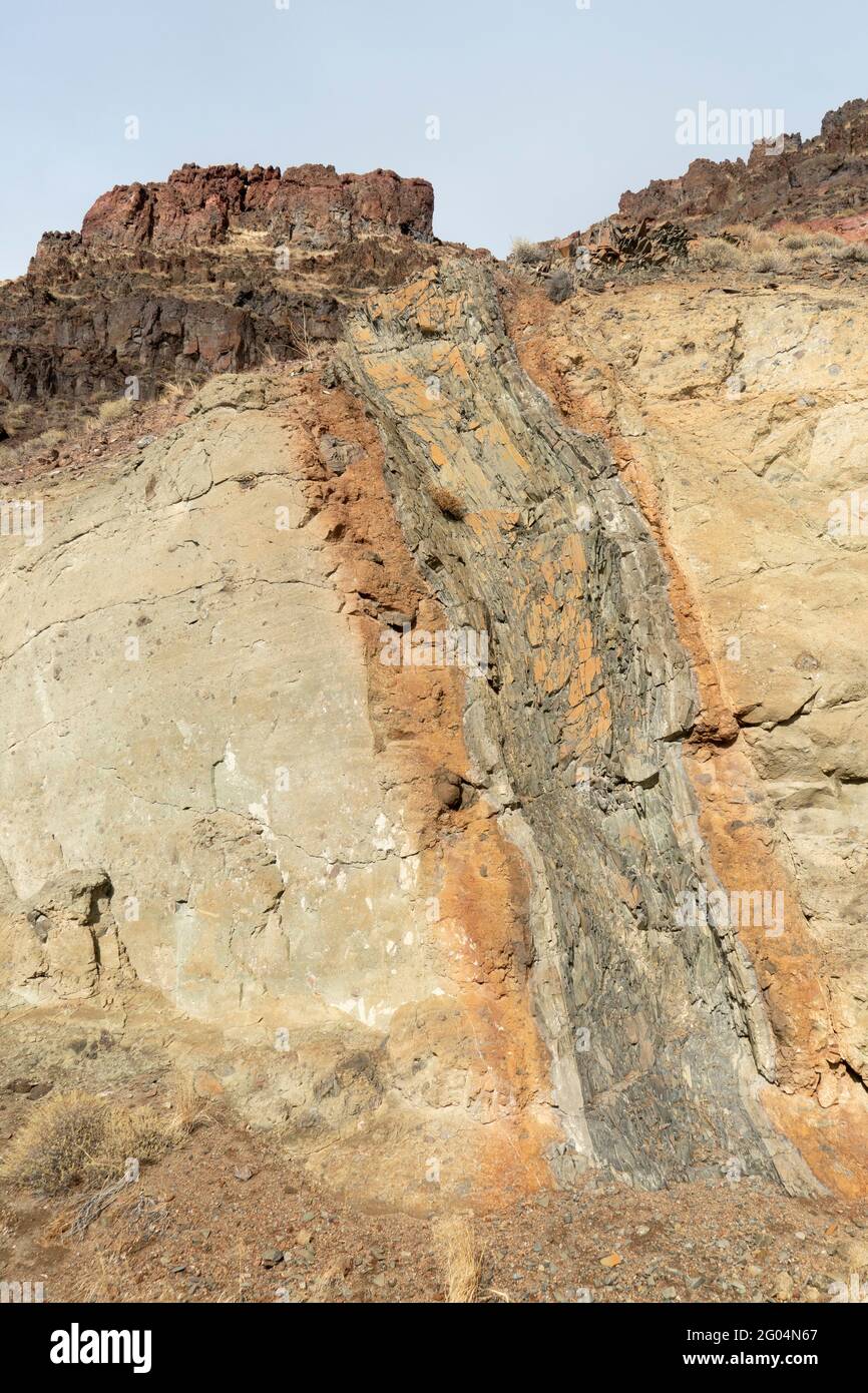 Basaltic dike intruding Miocene lahar deposits of the Succor Creek ...