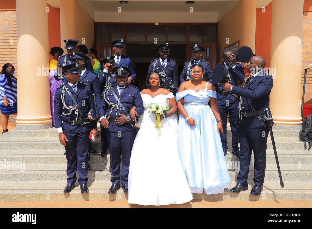 KAMPALA, UGANDA - May 31, 2021: The bride and the groom have family ...