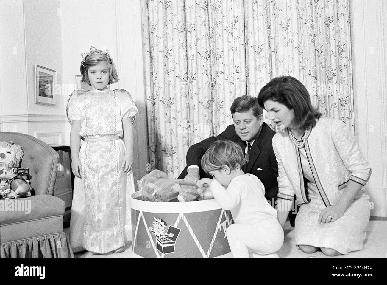 President John F. Kennedy and First Lady Jacqueline Kennedy visit with ...