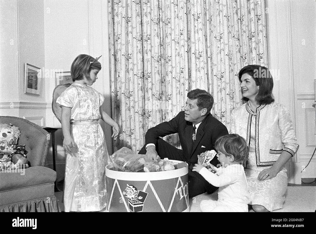 President John F. Kennedy and First Lady Jacqueline Kennedy visit with ...