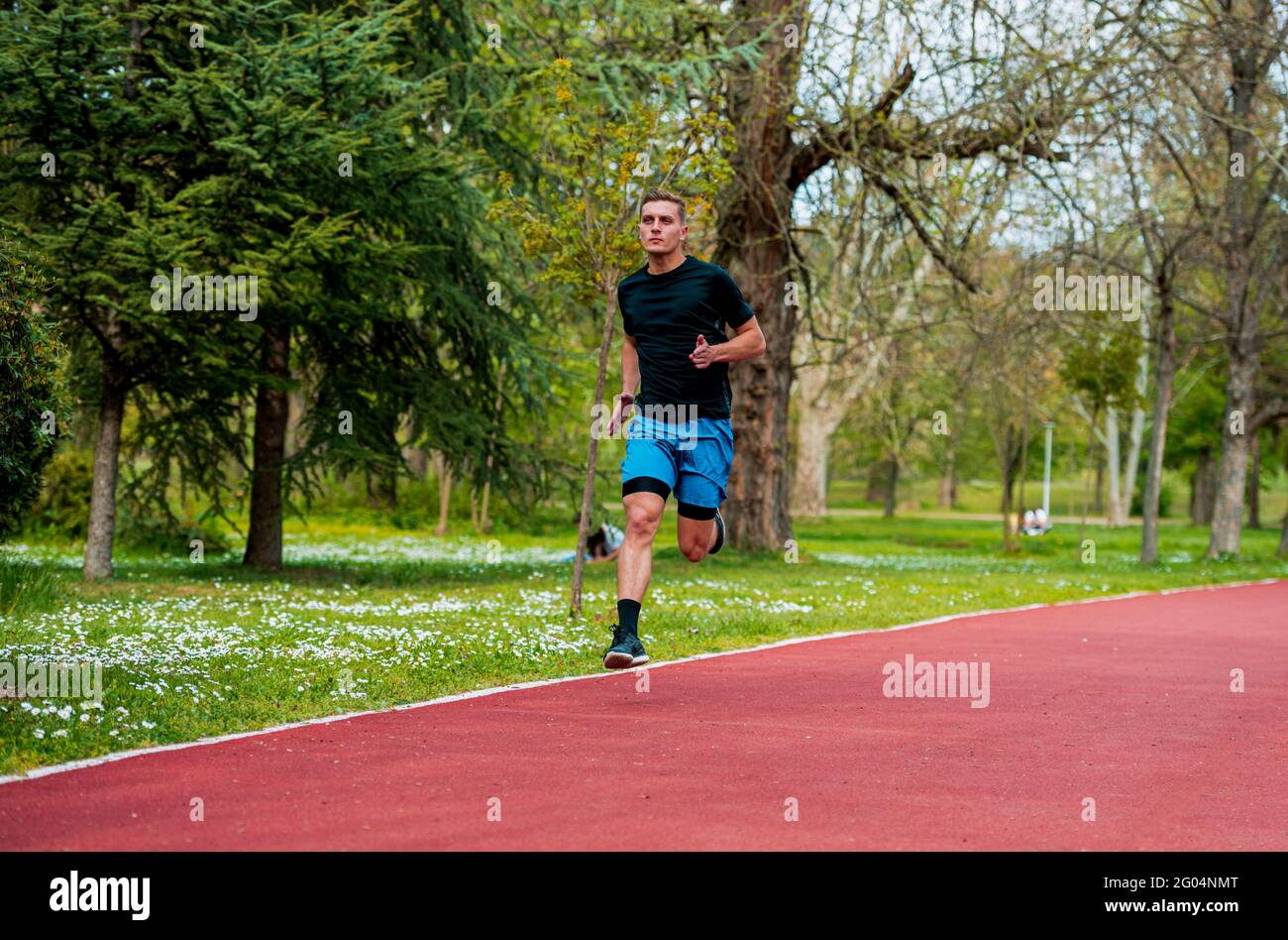 Running man. Male runner at sprinting speed training for marathon ...