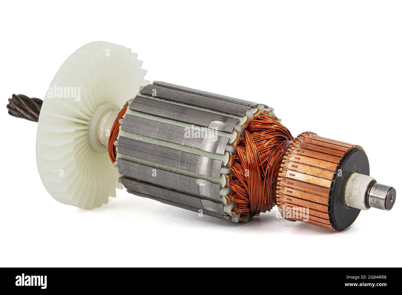 Rotor or of anchor electric motor closeup, isolated on white background ...
