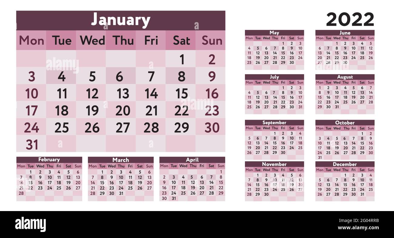 Set of design template for wall calendar on lilac mesh background Stock ...