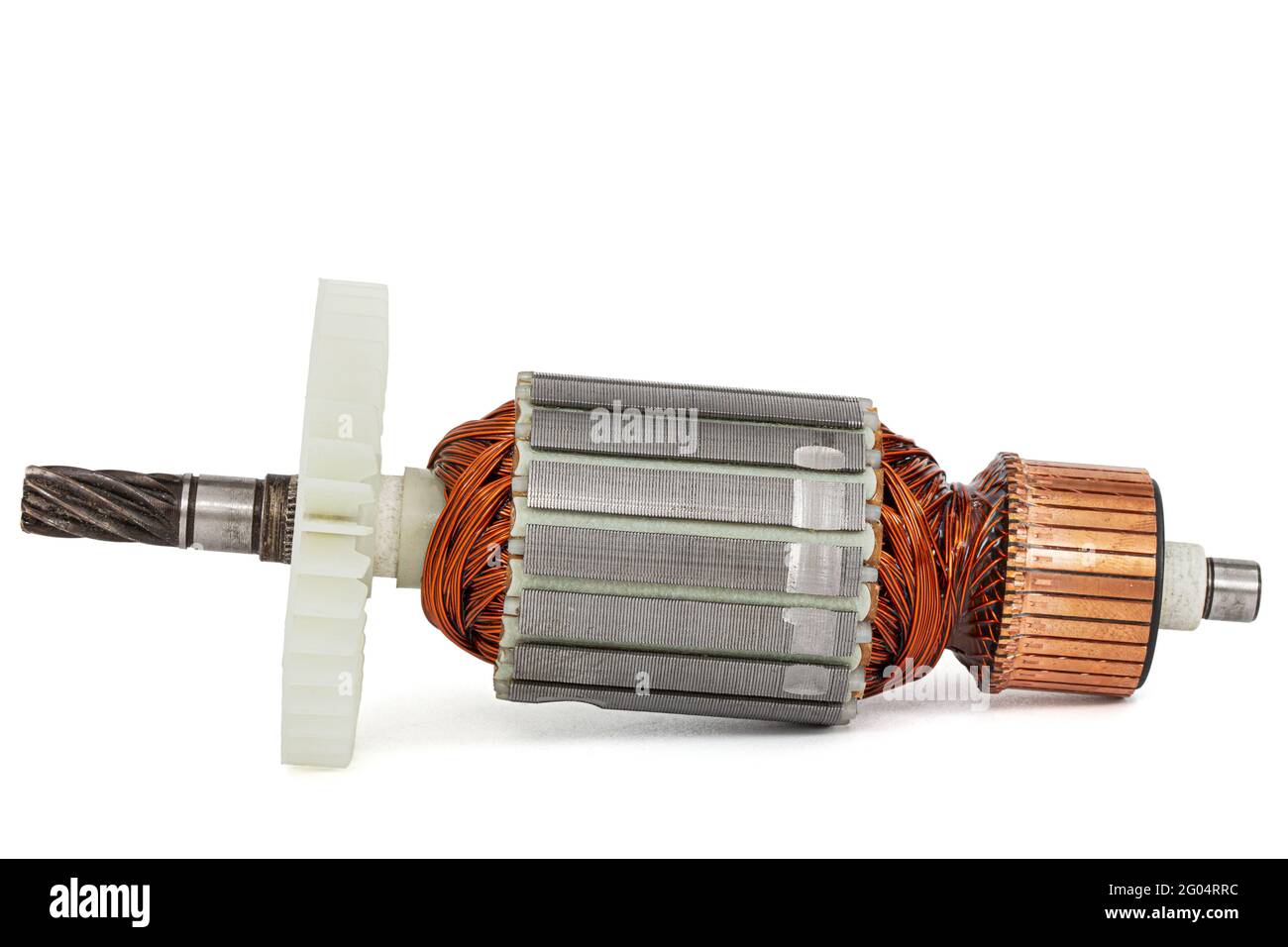 Rotor or of anchor electric motor closeup, isolated on white background ...