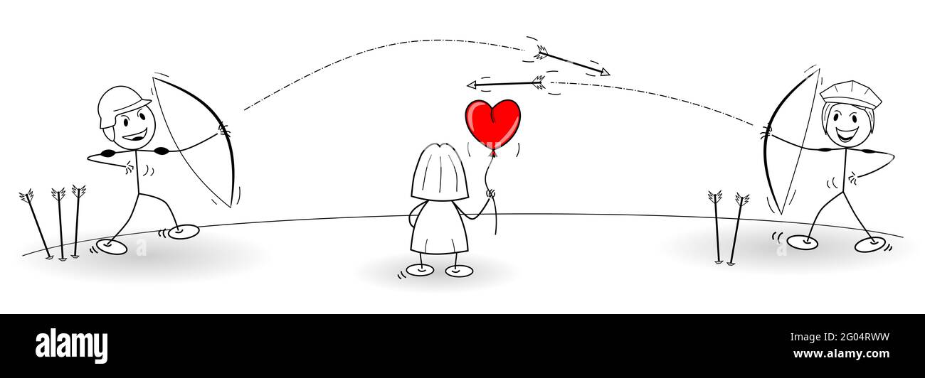 Illustration of soldiers fighting with each other with bows and arrows ...