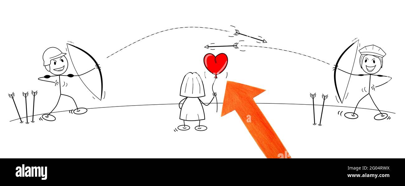 Illustration of soldiers fighting with each other with bows and arrows ...