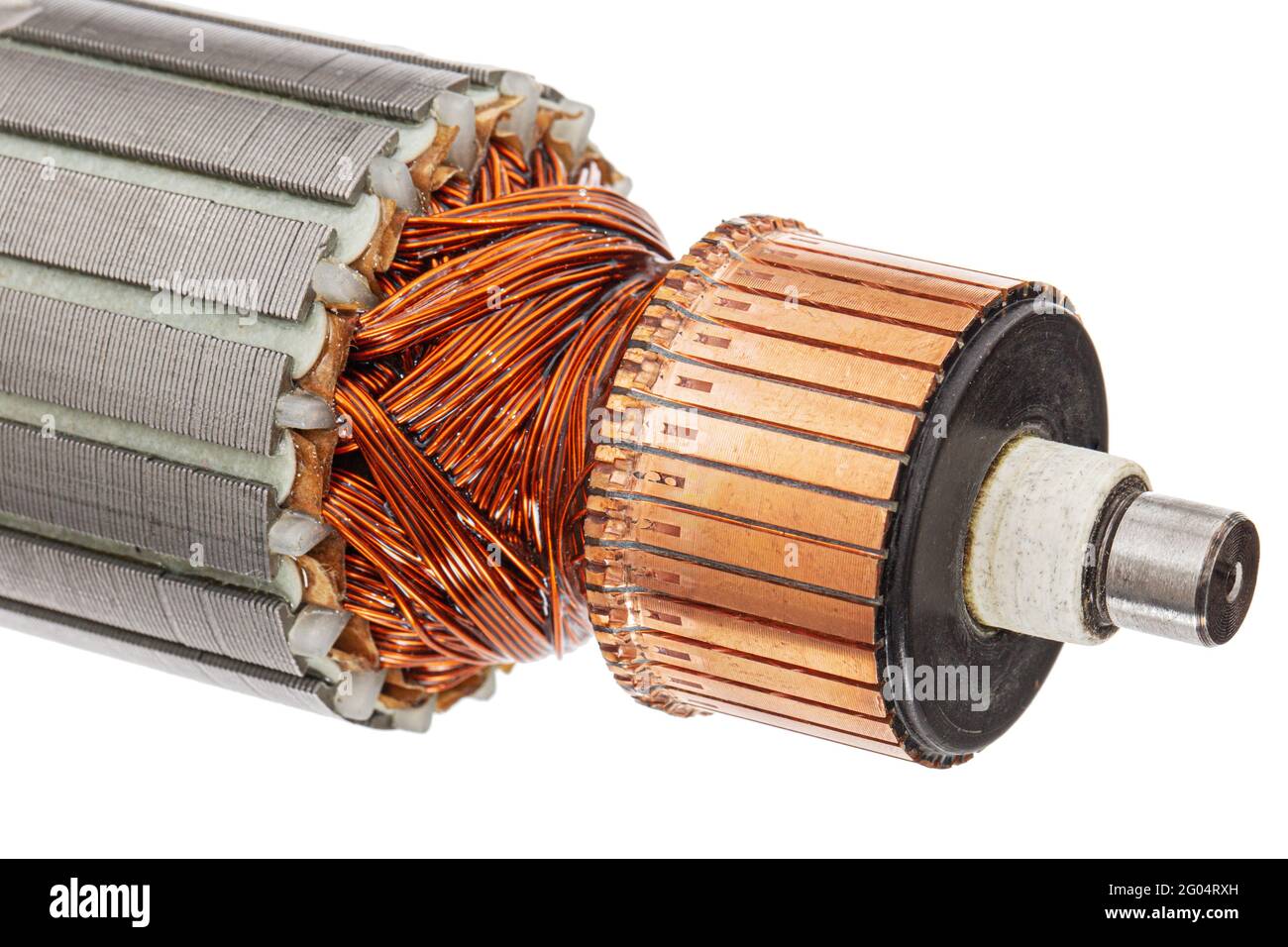 Rotor or of anchor electric motor closeup, isolated on white background ...