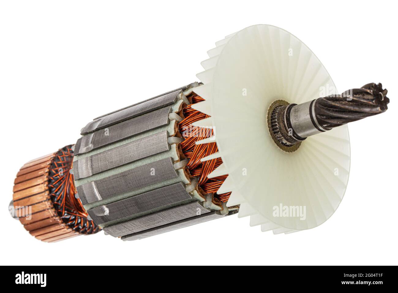Rotor or of anchor electric motor closeup, isolated on white background ...