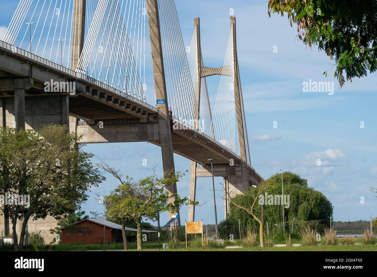 Low angle shot of Bridge Rosario Victoria, Rosario, Argentina with ...