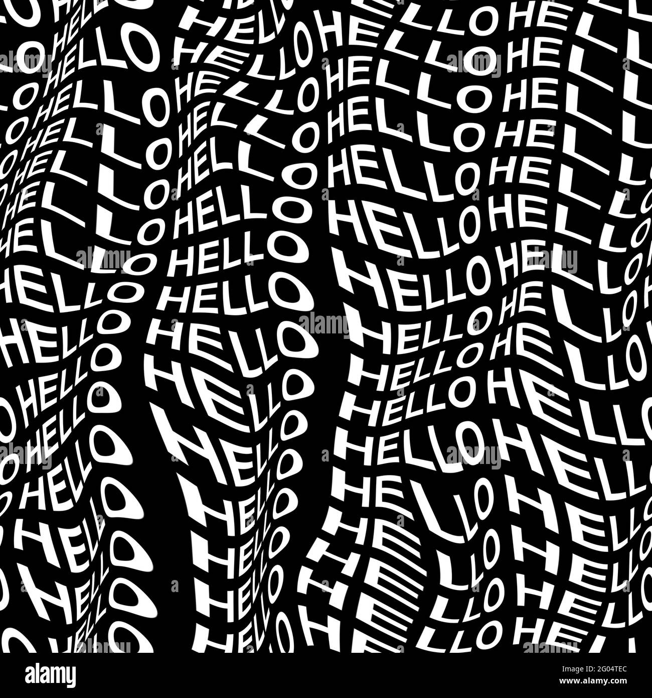 HELLO word warped, distorted, repeated, and arranged into seamless ...