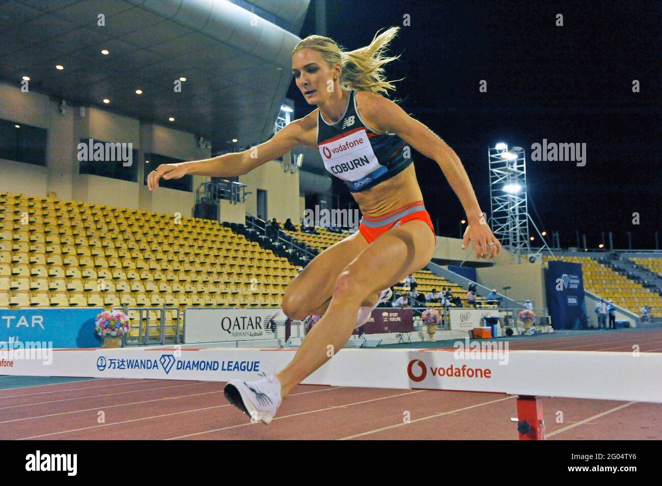 Emma Coburn (USA) places fifth in the women's steeplechase in 9:08.22d ...