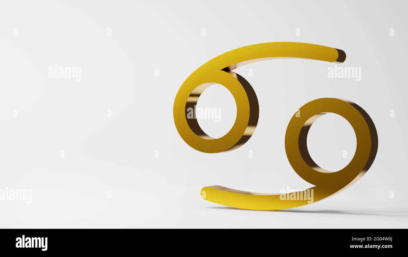 zodiac symbol CANCER signs gold on white background 3D rendering Stock ...