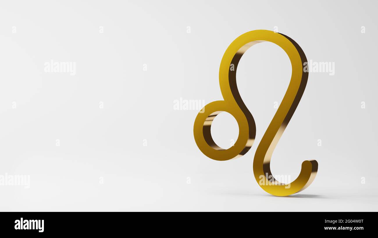 zodiac symbol LEO signs gold on white background 3D rendering Stock ...