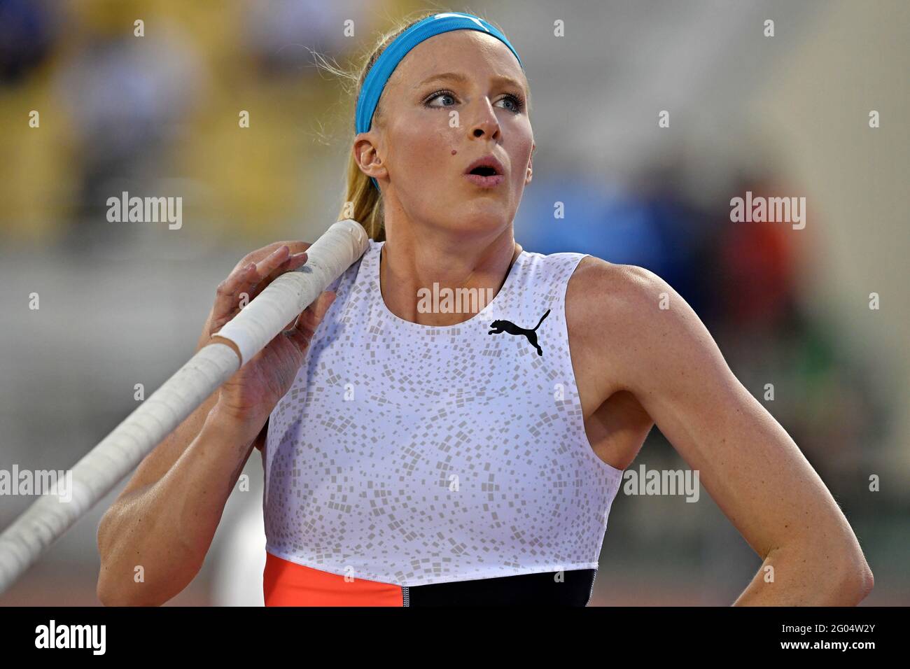 Sandi Morris (USA) places second in the women's pole vault at 15-10 1/2 ...