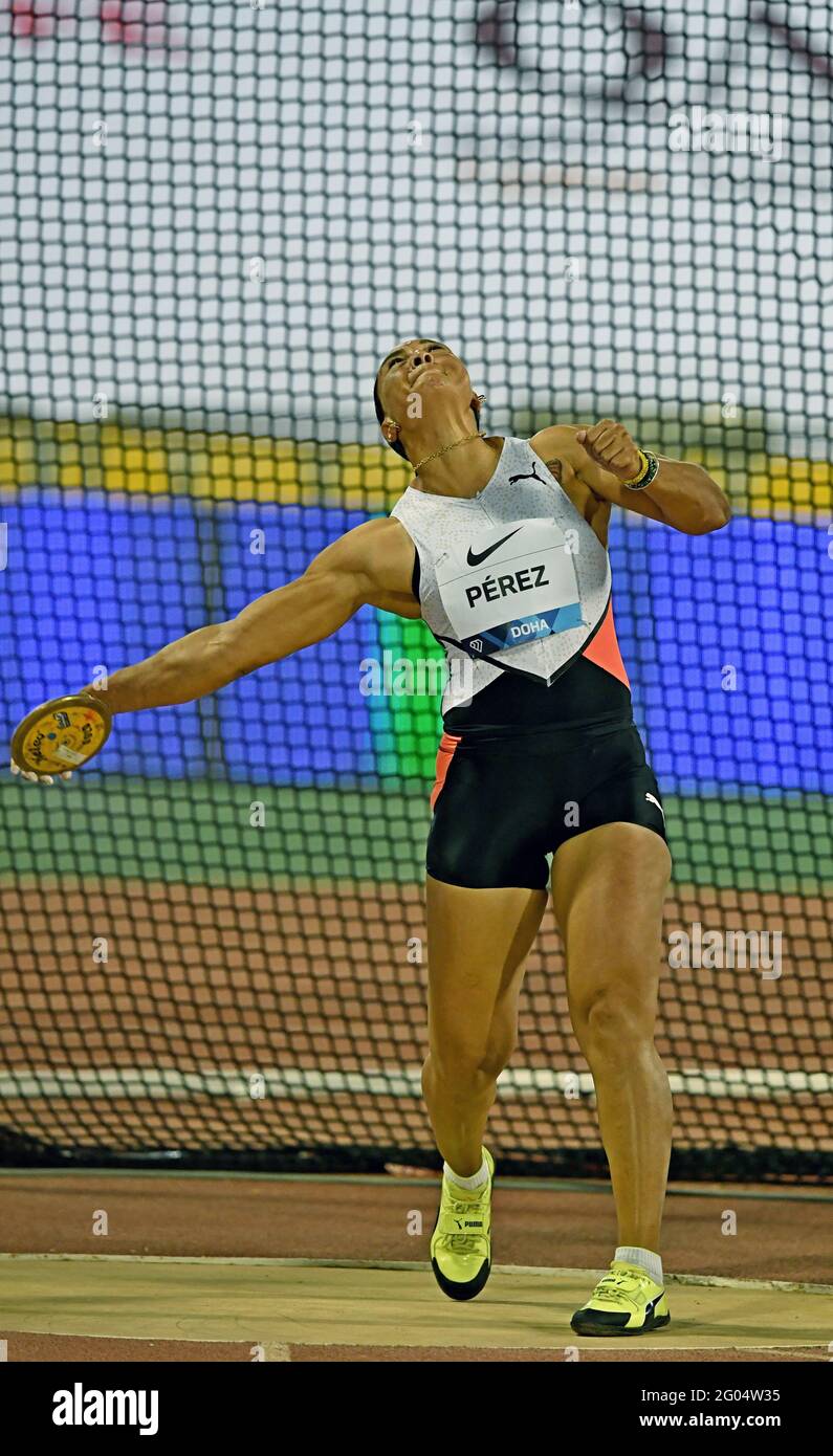 Yaime Perez (CUB) places second in the women's discus at 209-2 (63.75)m ...