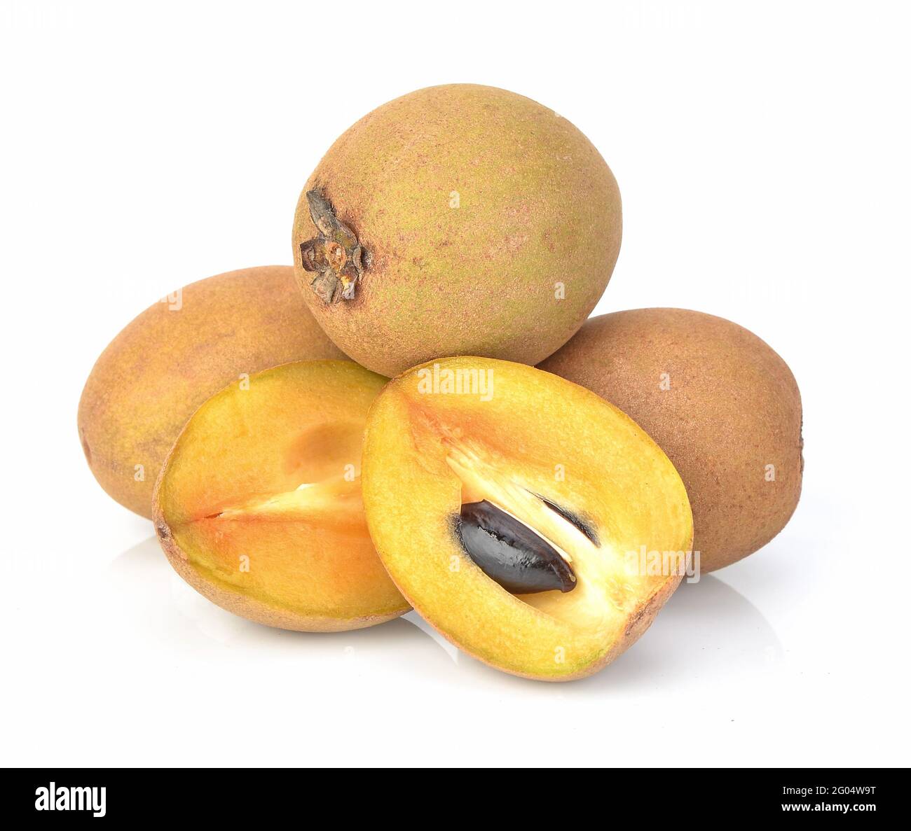 Sapodilla fruit with isolated on the white background Stock Photo - Alamy