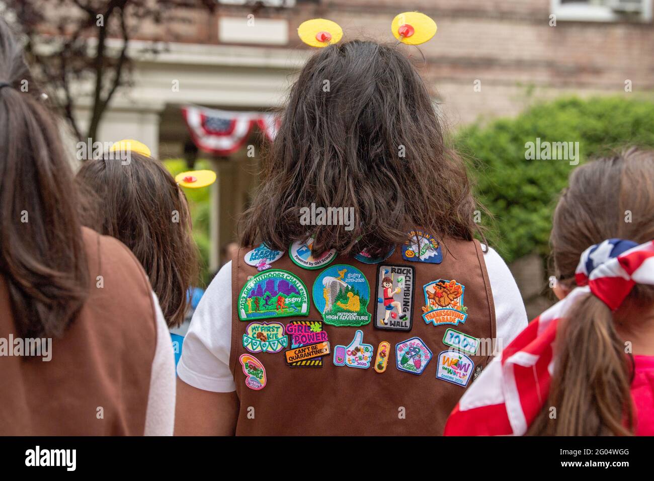 NEW YORK, NY – MAY 31: Girl Scouts patches seen during the American ...