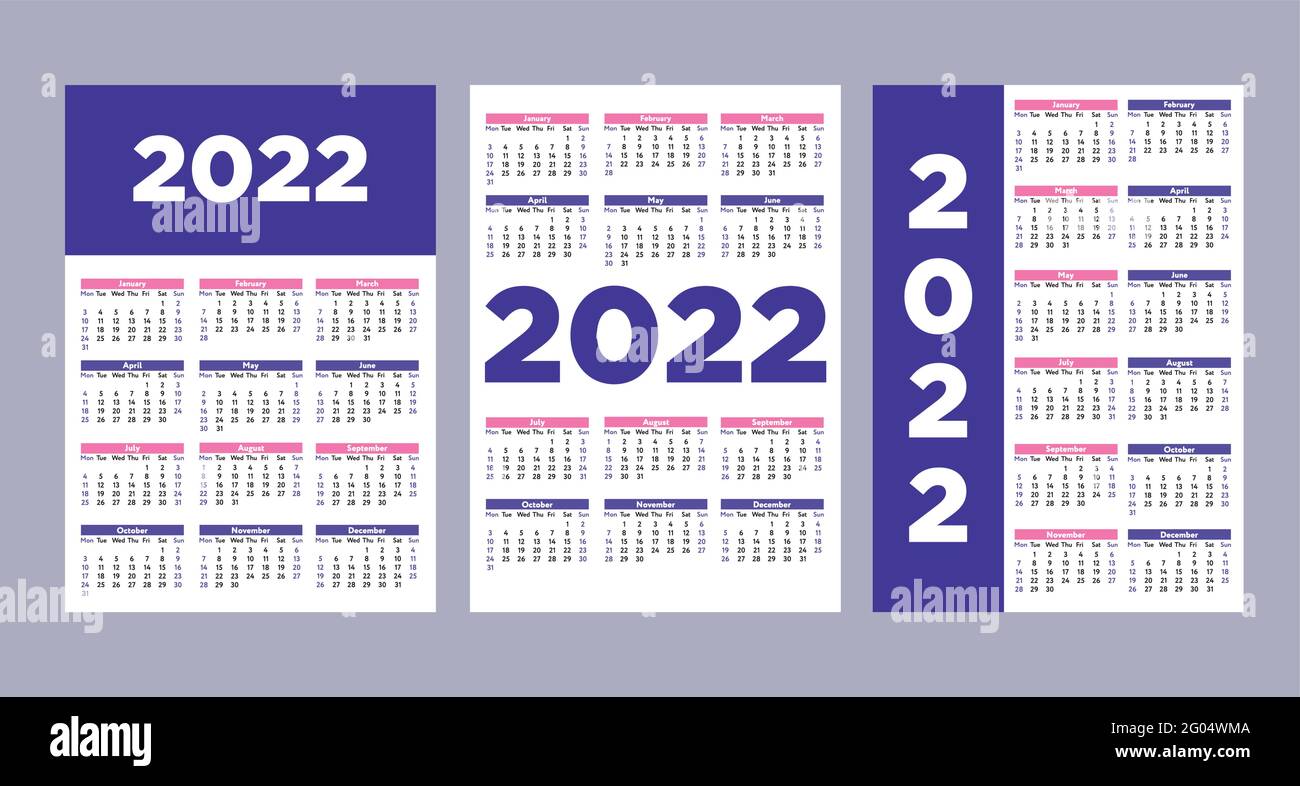 Annual pocket calendar concepts on purple-white background Flat design ...