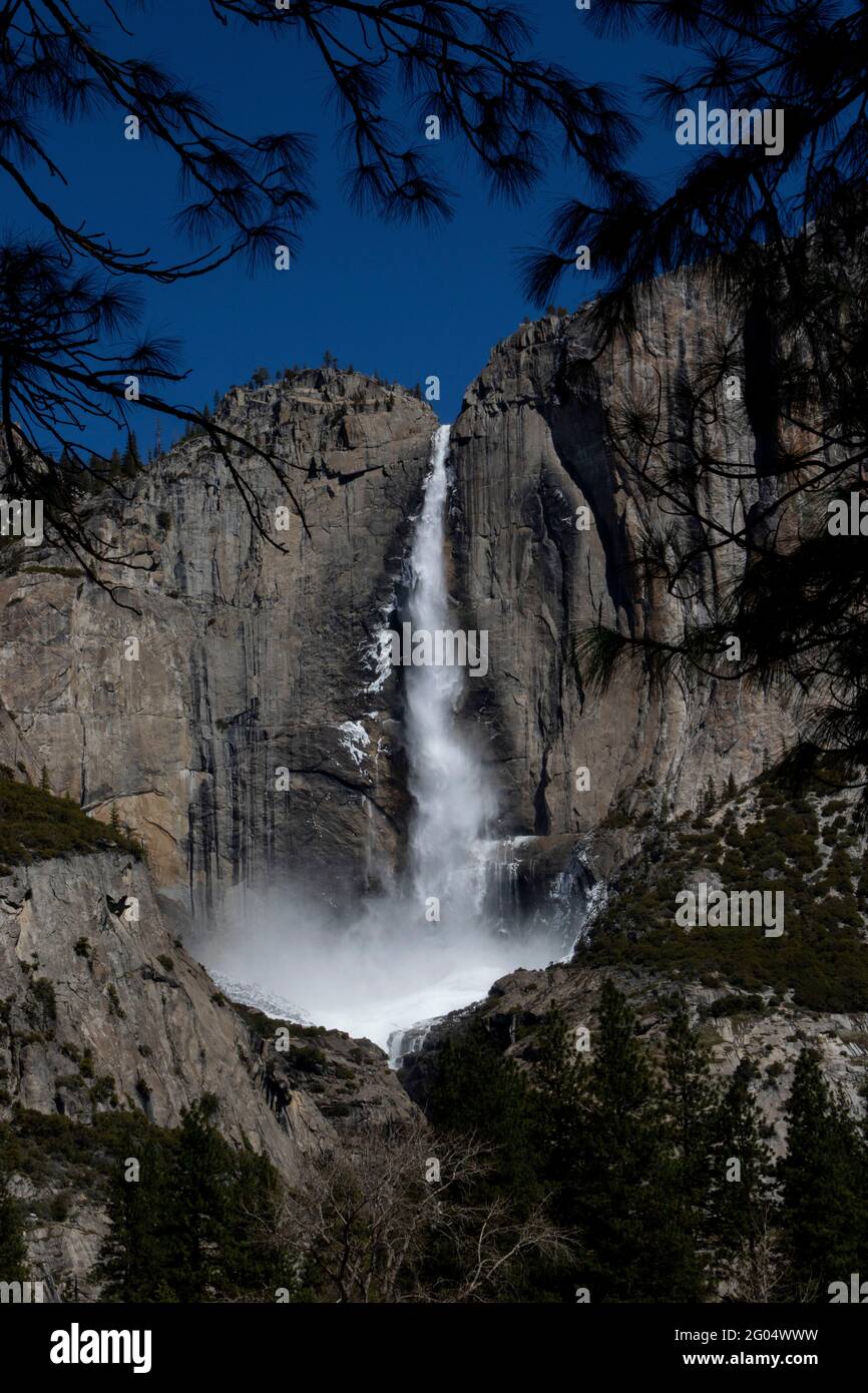 Upper Yosemite Falls at maximum discharge as snowmelt catapults down ...