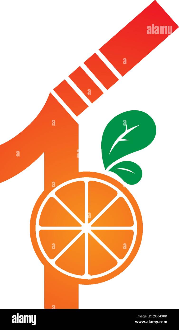 Number 1 with juice orange icon logo design template illustration Stock ...