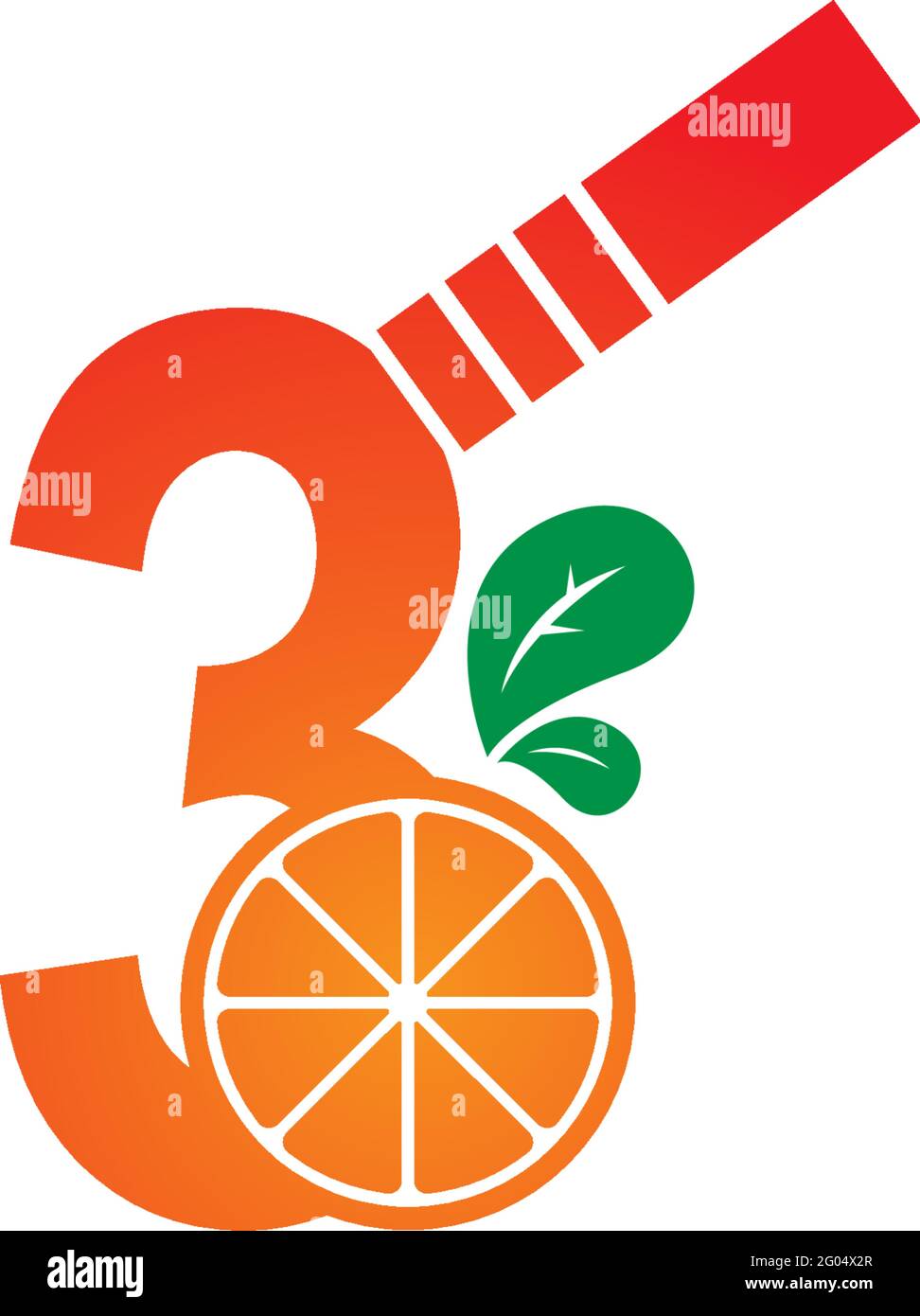 Number 3 with juice orange icon logo design template illustration Stock ...