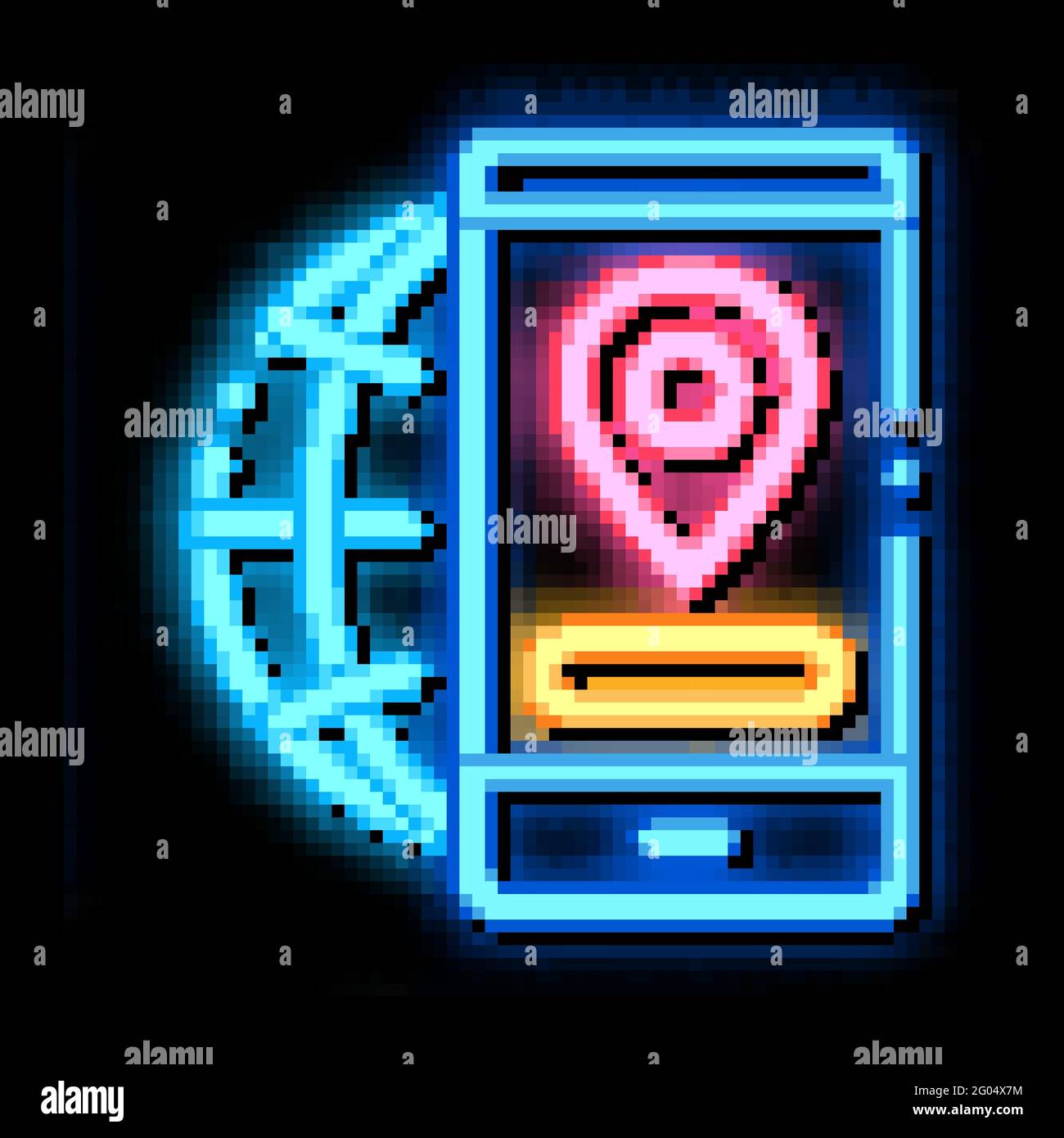 Geolocation neon glow icon illustration Stock Vector Image & Art - Alamy