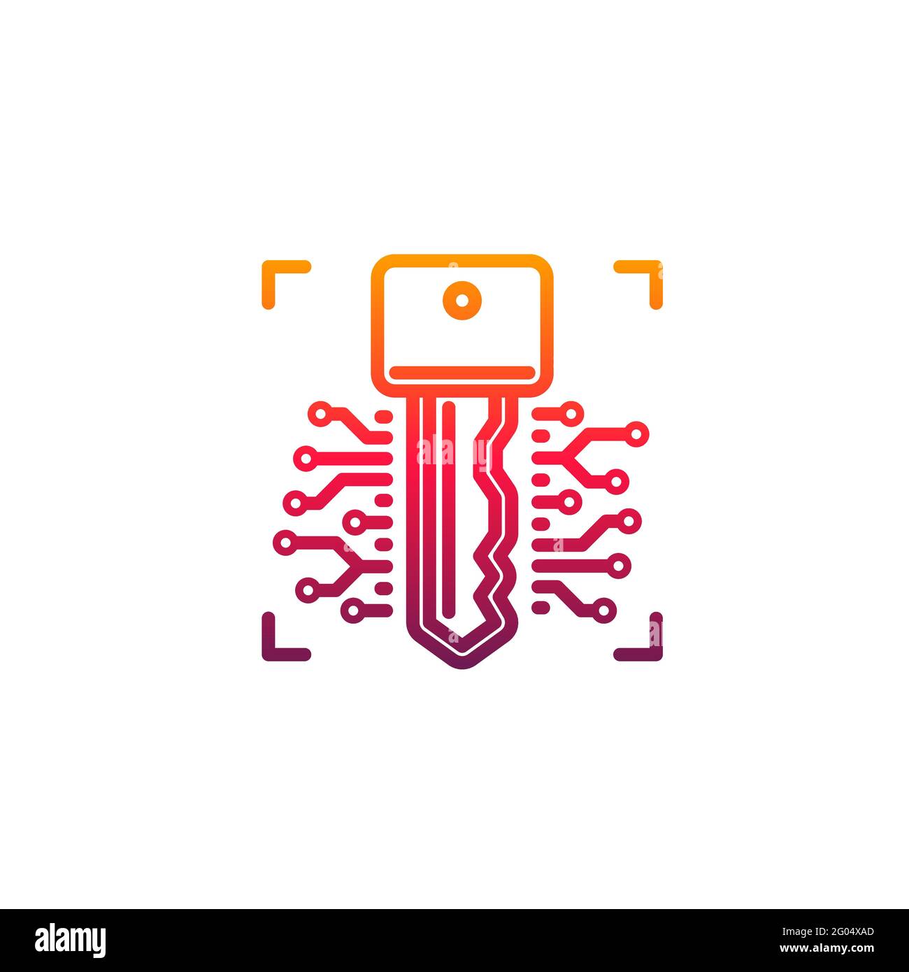 Cyber security key isolated vector icon of cybersecurity and web ...