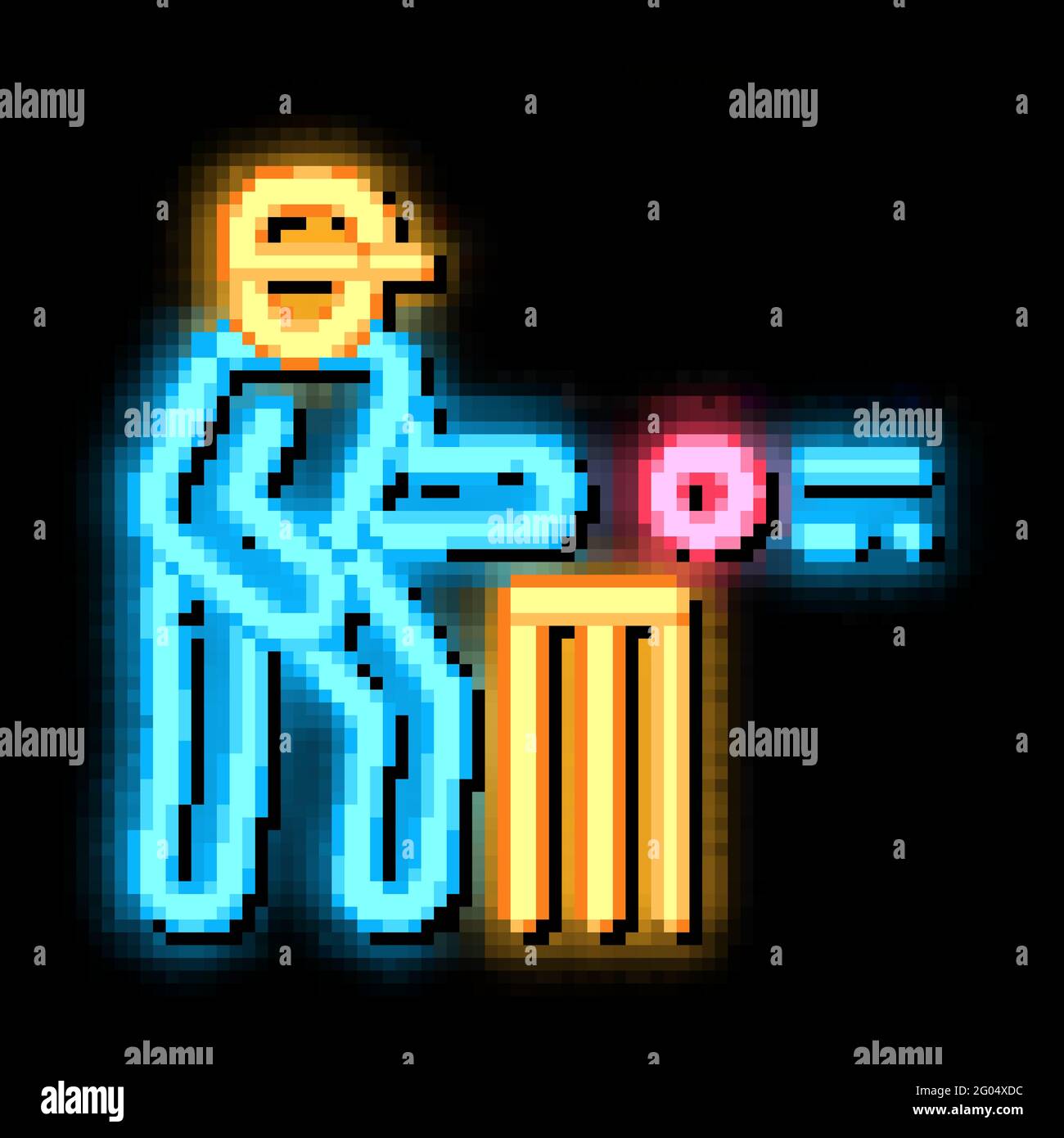 Cricket Player Throwing Ball neon glow icon illustration Stock Vector ...