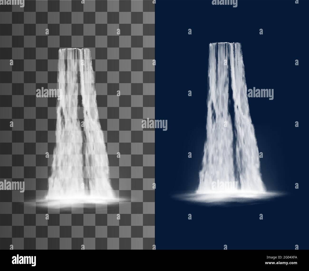 Waterfall cascade, water fall realistic isolated vector on transparent ... Waterfall cascade, water fall realistic isolated vector on transparent ...
