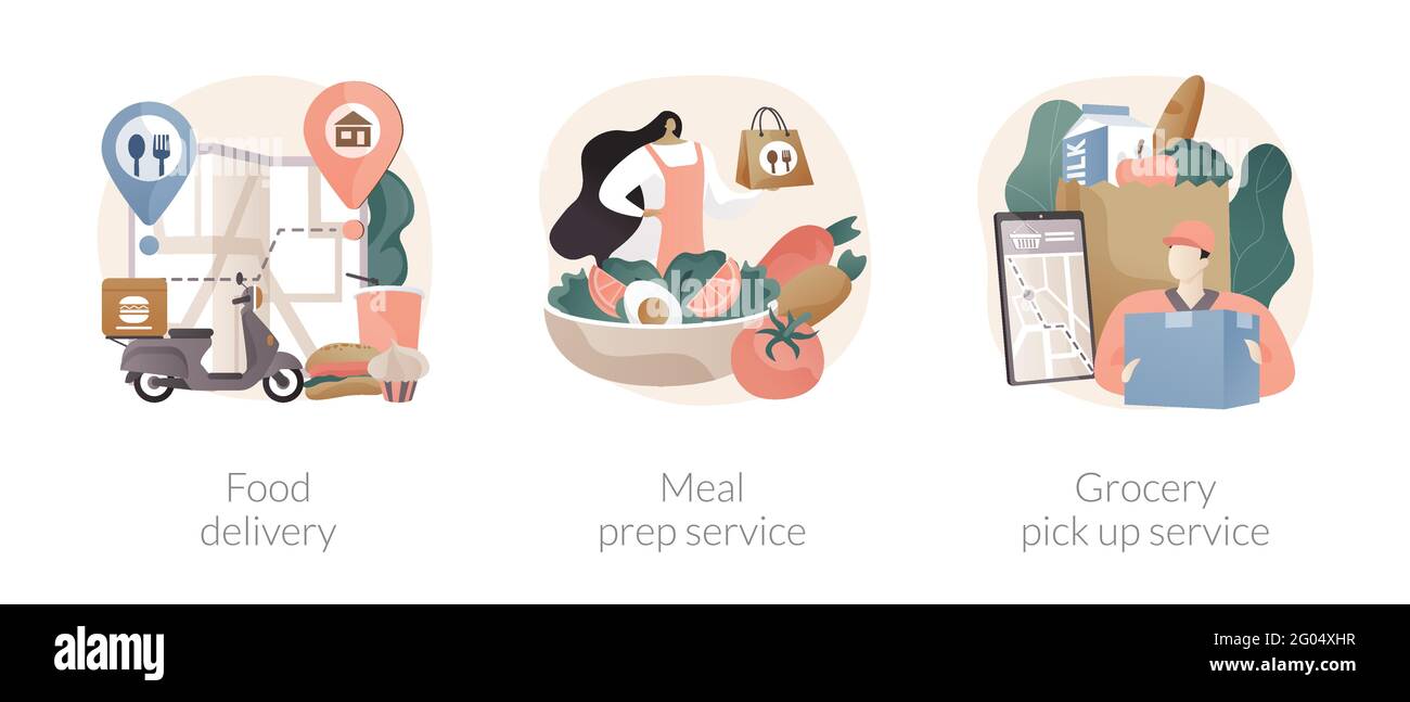 Quarantine food essentials supply abstract concept vector illustrations ...