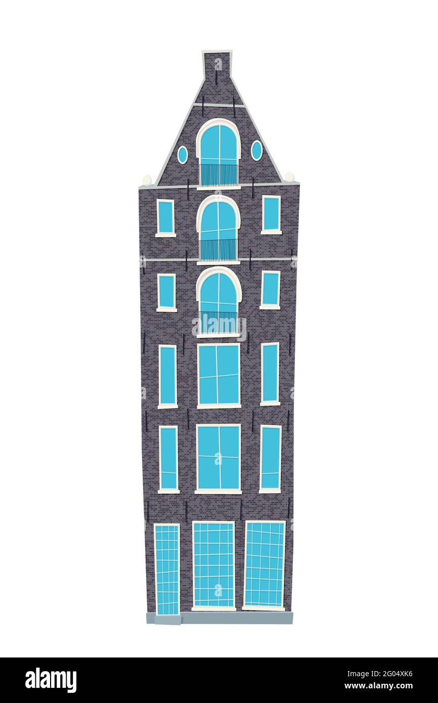 Vector cartoon house in the traditional Dutch style over white ...