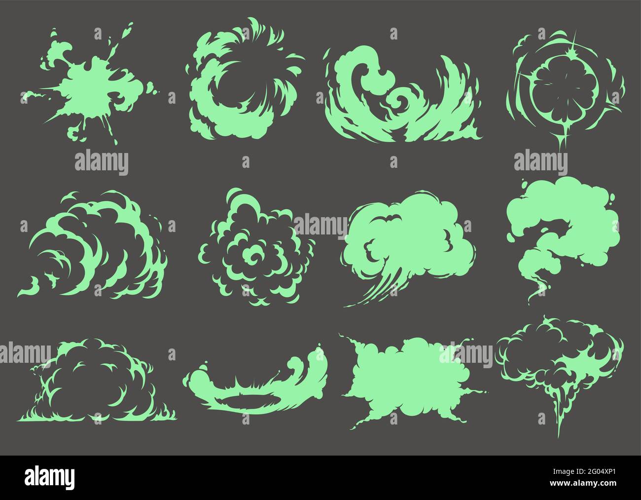 Cartoon bad green smell clouds, smoke and toxic steam. Vector stench or ...