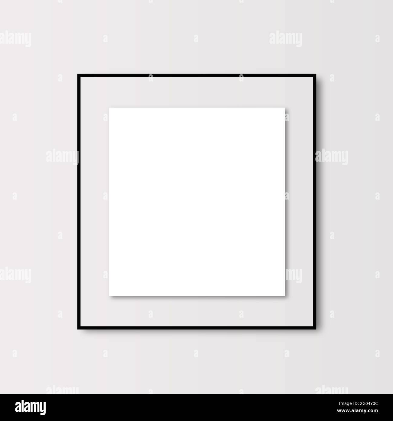 One square frame in white grey gradient wall, Stylish foto blank ...