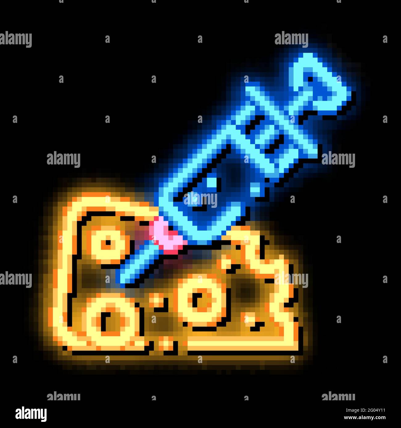 Injection into Cheese neon glow icon illustration Stock Vector Image ...