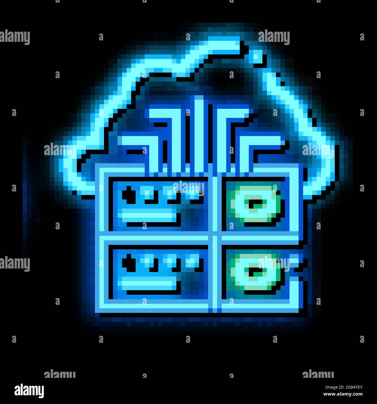 Voip Cloud Digital System neon glow icon illustration Stock Vector ...