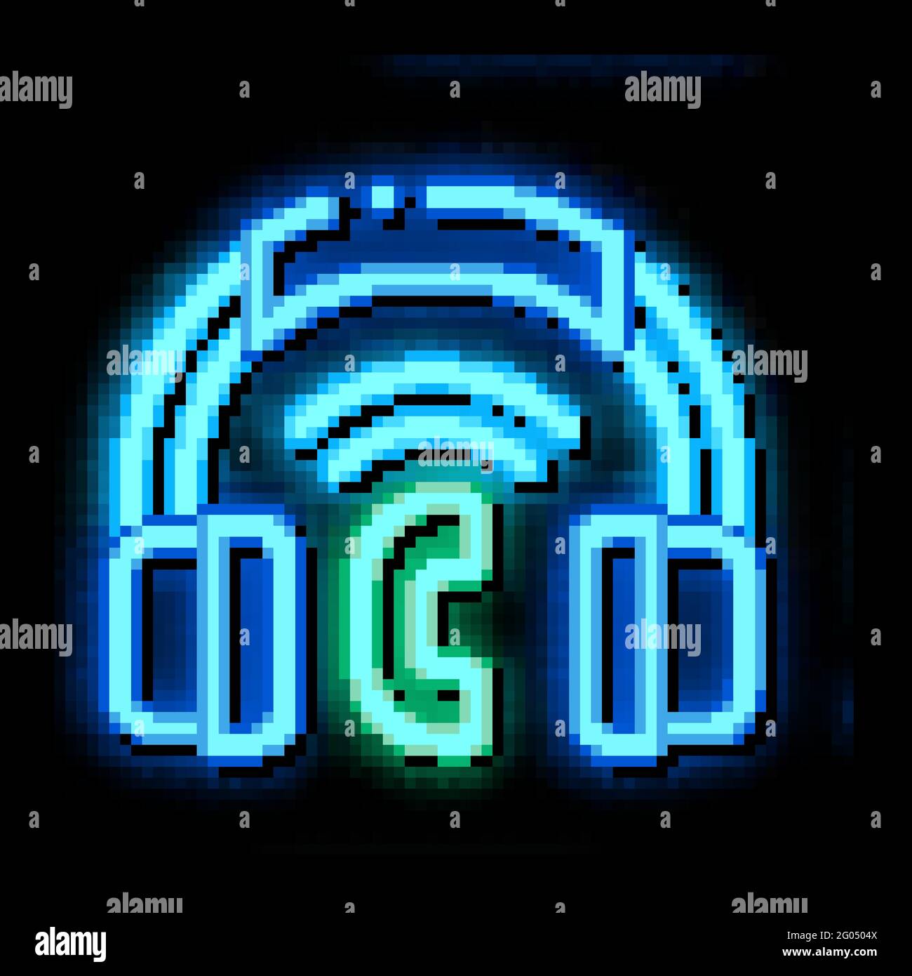 Voip System Headphones neon glow icon illustration Stock Vector Image ...