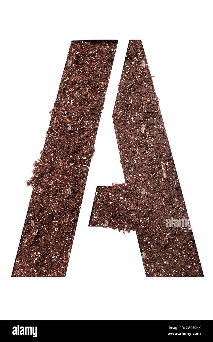 stencil letter A made above dirt on white surface Stock Photo - Alamy