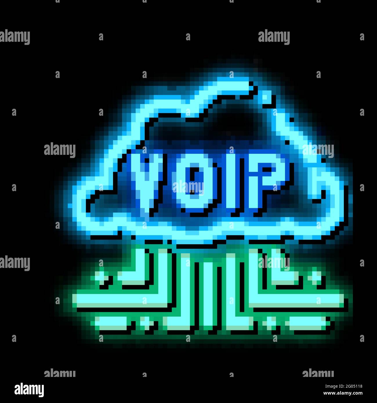Voip Technology neon glow icon illustration Stock Vector Image & Art ...