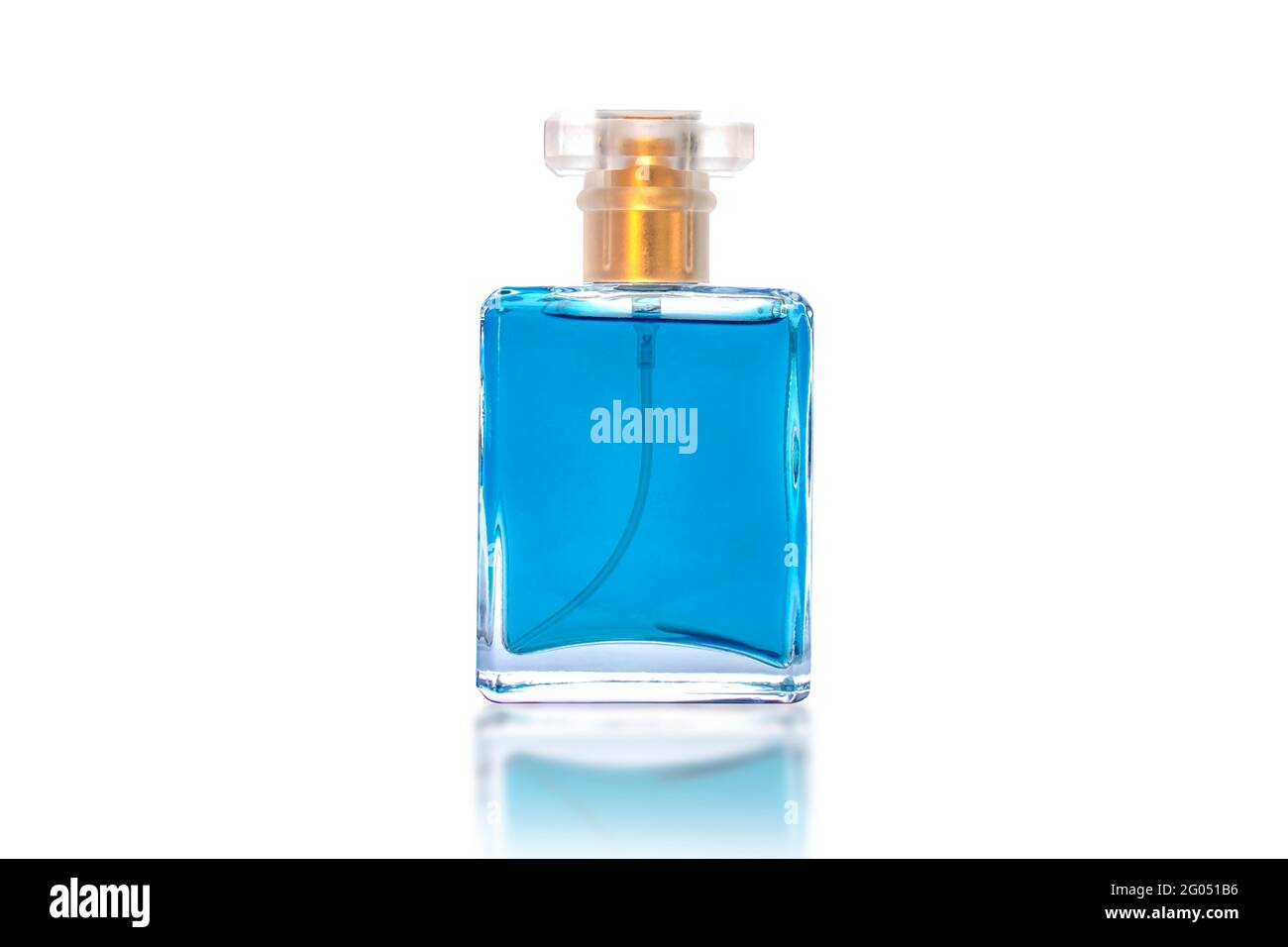 Beauty product ideas. Blue perfume bottles isolated on white background ...