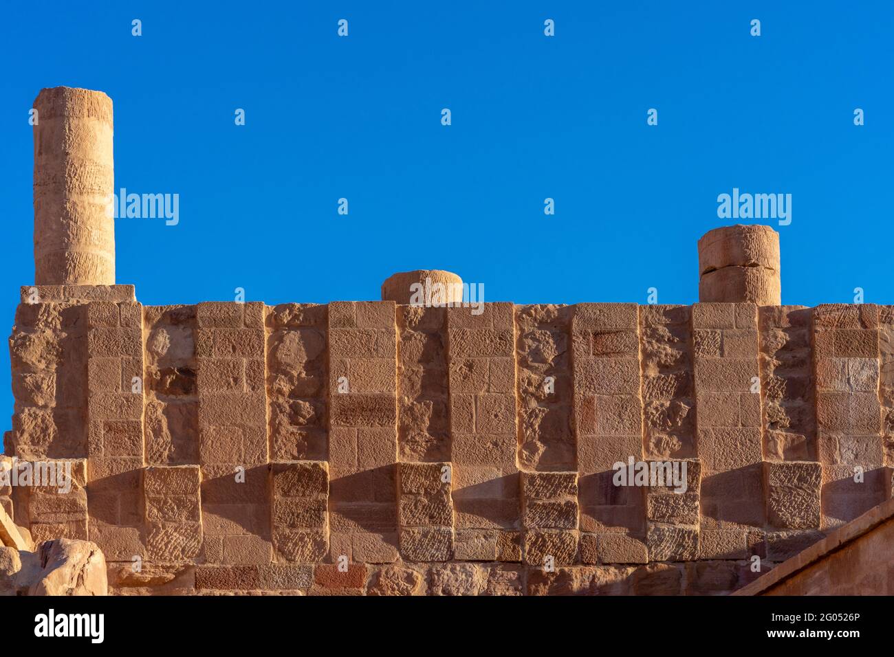 Column and wall of great temple at archaeological site of petra, jordan ...
