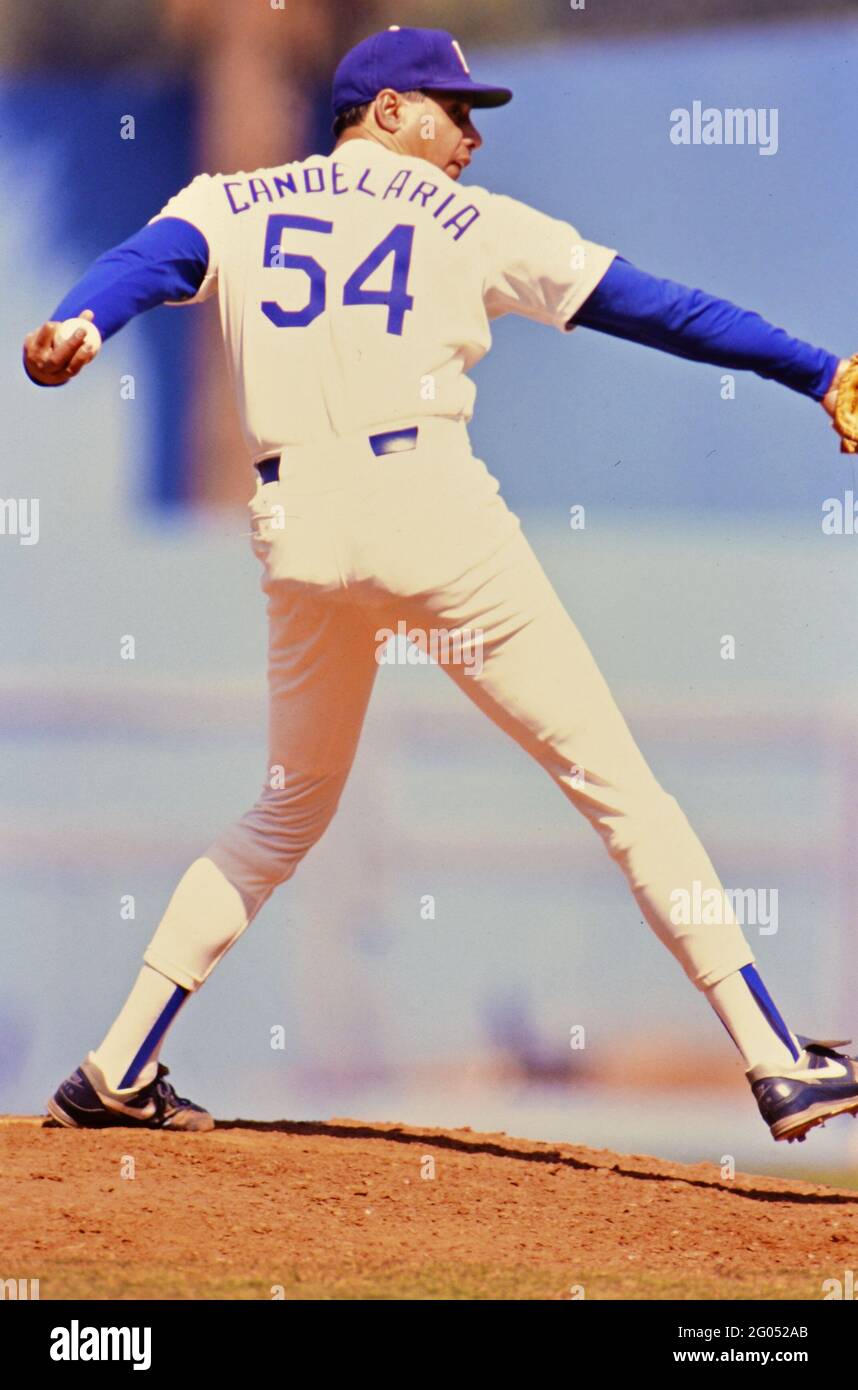Los Angeles Dodgers pitcher John Candelaria on the mound at Dodger ...