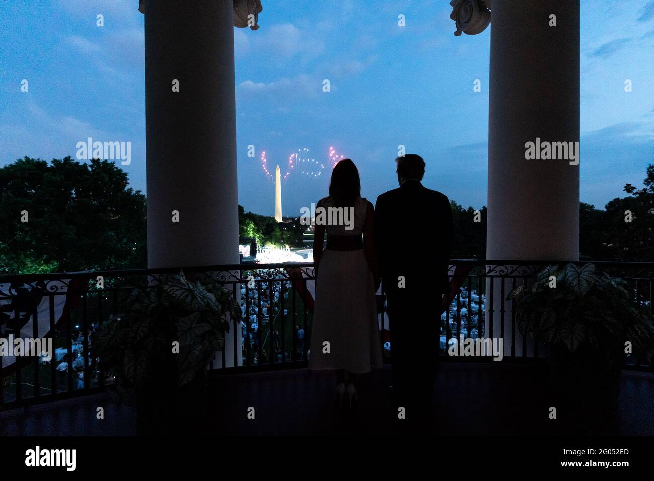 President Donald J. Trump and First Lady Melania Trump watch fireworks ...