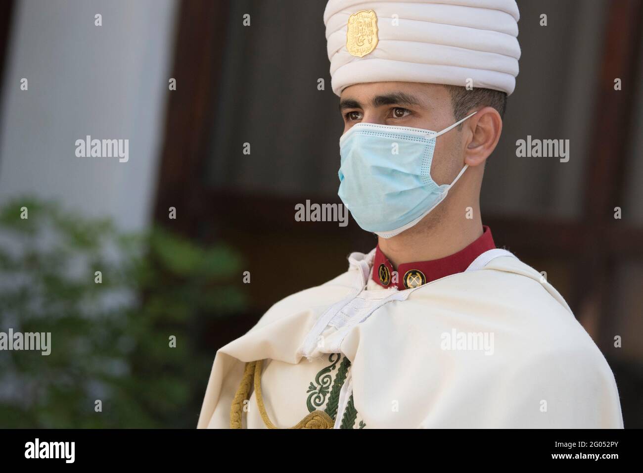 Reportage: An honor guard troop is seen, as Defense Secretary Dr. Mark ...